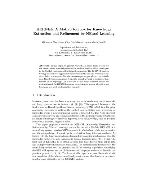Pdf Kernel A Matlab Toolbox For Knowledge Extraction And Refinement