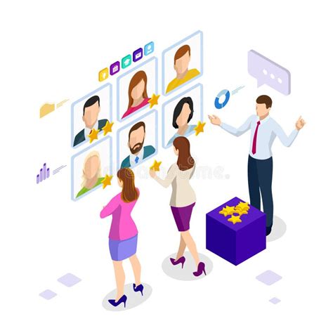 Isometric Hiring And Recruitment Concept For Web Page Banner Presentation Job Interview