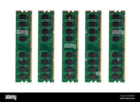Multiple Pc Ram Components Old Ddr2 Ram Memory Chip On White
