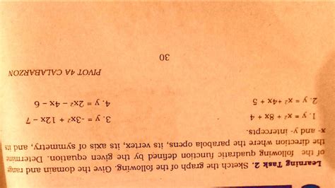 Learning Task 2 Sketch The Graph Of The Following Give The Domain And Range Of The Following