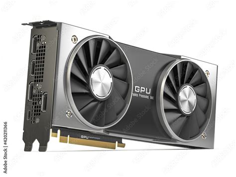 Graphics Card Modern Gaming GPU Graphics Processing Unit Isolated On White Stock Illustration