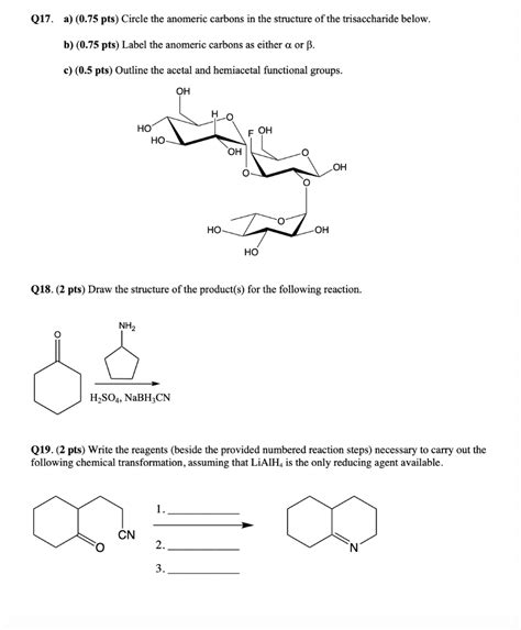 Solved Q17 A 0 75 Pts Circle The Anomeric Carbons In The