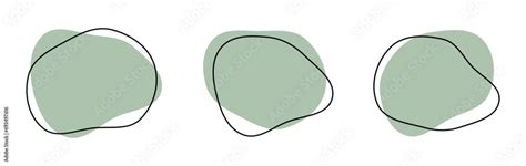 Organic Amoeba Blob Shape Abstract Green Color With Line Vector Illustration Isolated On