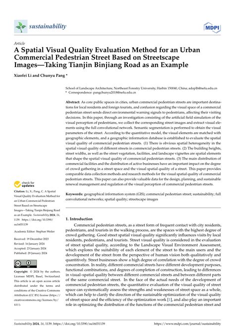 Pdf A Spatial Visual Quality Evaluation Method For An Urban Commercial Pedestrian Street Based