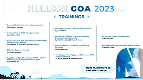 Nullcon On Linkedin Infosec Nullcongoa2023 Training Cybersecurity