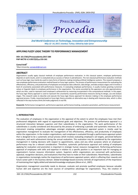 Pdf Applying Fuzzy Logic Theory To Performance Management