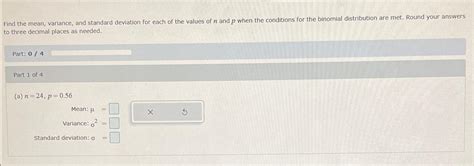 Solved Find The Mean Variance And Standard Deviation For Chegg