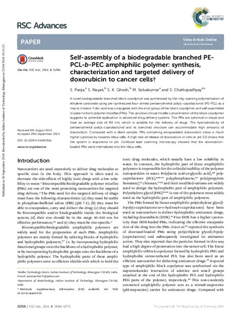 Pdf Self Assembly Of A Biodegradable Branched Pe Pcl B Pec
