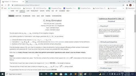 C Array Elimination Codeforces Round 751 Div 2 Youtube