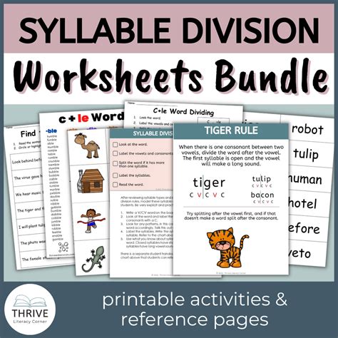 Syllable Division Worksheets Bundle Thrive Literacy Corner Shop Worksheets Library