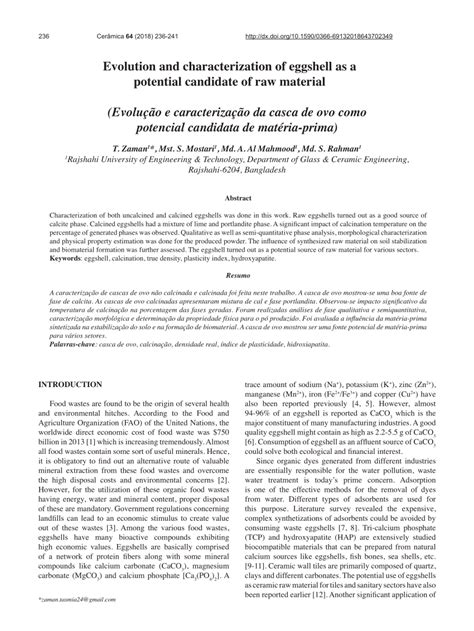 Pdf Evolution And Characterization Of Eggshell As A Potential Candidate Of Raw Material
