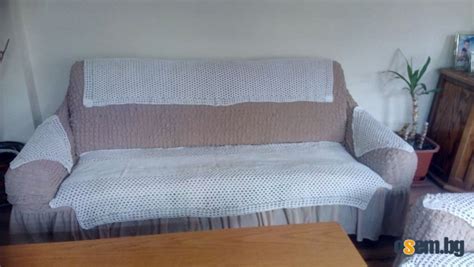 Ръчно плетена на 1 кука кувертюра за троен диван и 2 фотьойла Бургас