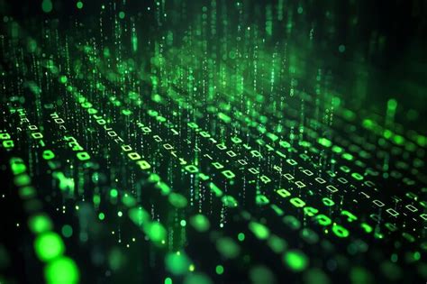 green dark binary code with data streaming background created with generative ai premium ai