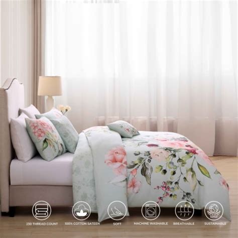 Bebejan Rose On Misty Green 100 Cotton 5 Piece Reversible Comforter Set Queen Kroger