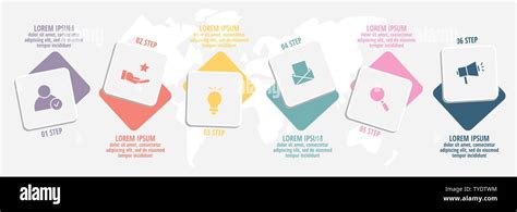 Vector Infographics Flat Template With Six Rectangles Rounded Corners Used 6 Options For