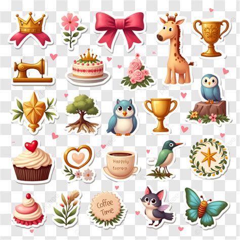 축제적이고 장식적인 요소를 특징으로하는 다채로운 모듬 아이콘 다채로운 모듬 아이콘 축제 및 장식 요소를 특징으로합니다