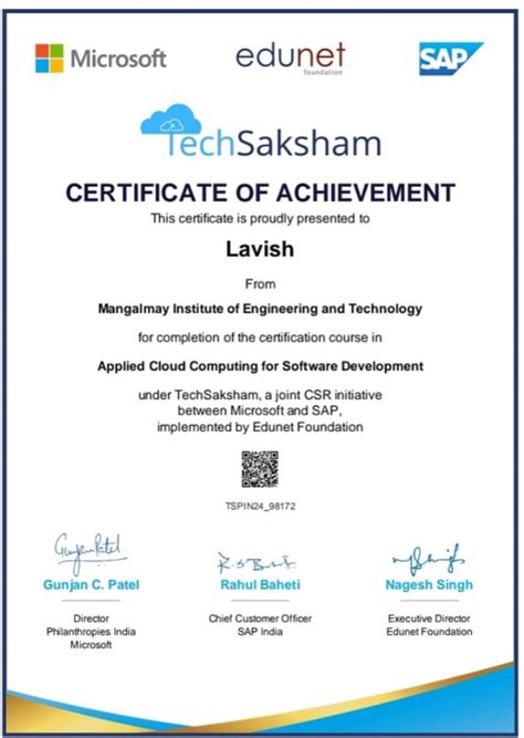 Lavish On Linkedin Techsaksham Microsoft Sap Edunetfoundation Cloudcomputing…