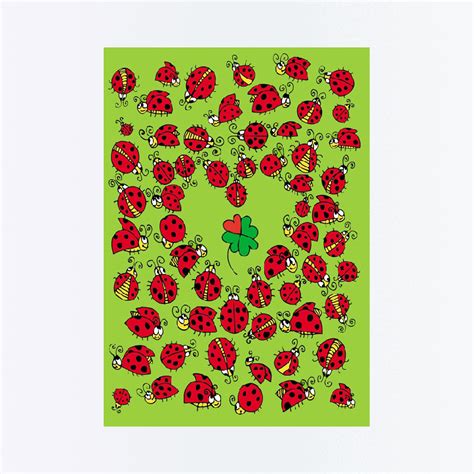 Картичка с калинки и четирилистна детелина