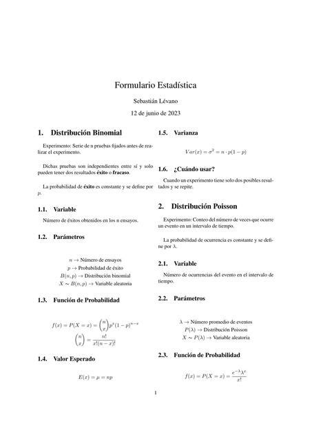 Formulario Estadística Sebastián Lévano Udocz