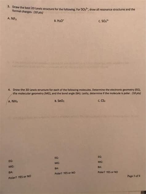 Solved 3 Draw The Best 2d Lewis Structure For The