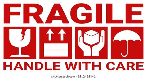 Sticker Fragile Handle Care Red Fragile Stock Vector Royalty Free 2512425341 Shutterstock