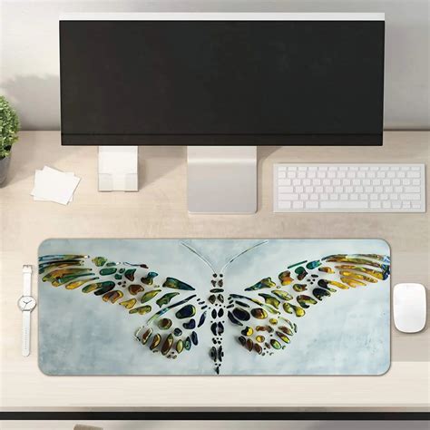 나비 패턴 게임용 마우스 패드 미끄럼 방지 대형 Pu 가죽 매트 방수 사무용 컴퓨터 책상 매트 게이머 액세서리 기가팩토리