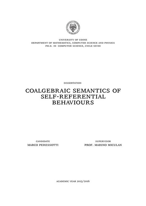 Pdf Coalgebraic Semantics Of Self Referential Behaviours