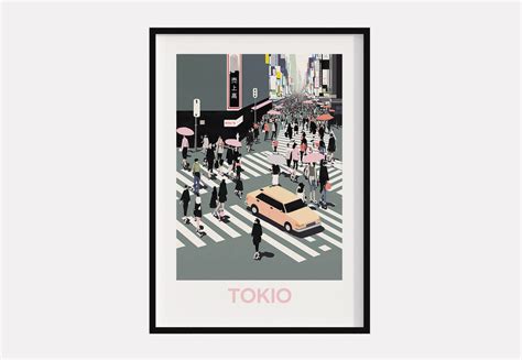 Japan Tokyo Print Shibuya Crossing Digital Poster Minimalist Tokyo