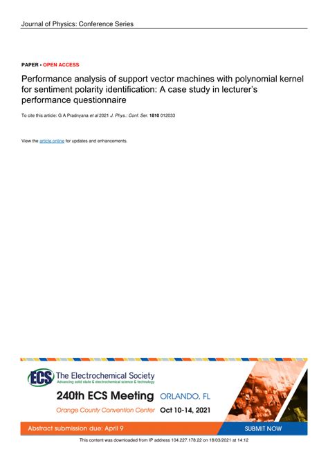 Pdf Performance Analysis Of Support Vector Machines With Polynomial Kernel For Sentiment