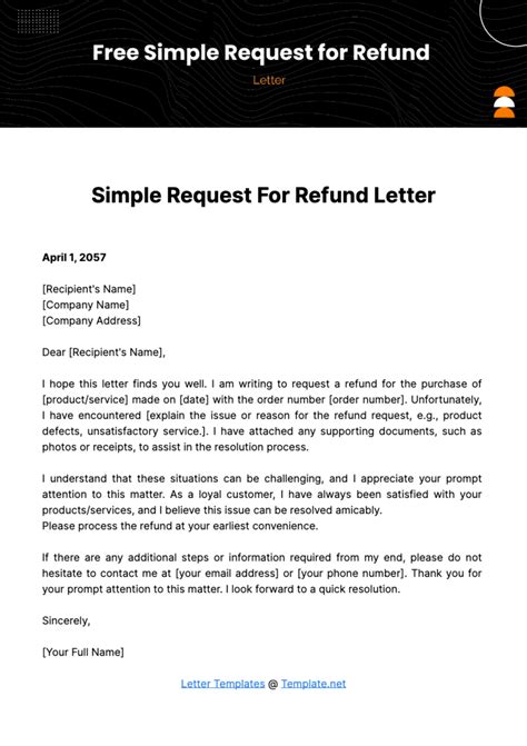 Refund Form Letter