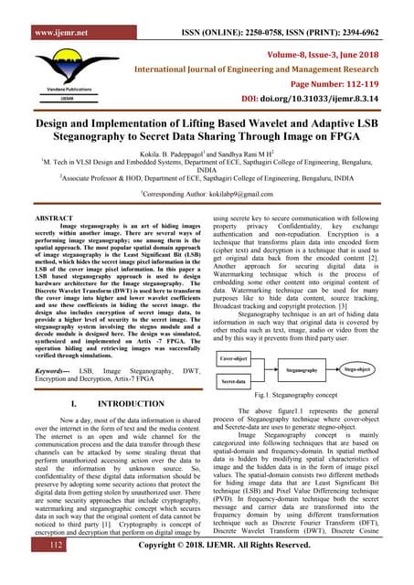 Design And Implementation Of Lifting Based Wavelet And Adaptive Lsb