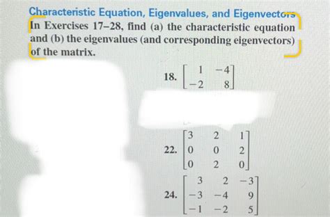 Solved Characteristic Equation Eigenvalues And