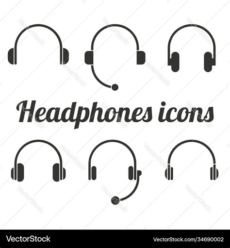 Set Icons On A Theme Headphone Royalty Free Vector Image