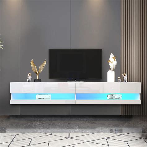 71 Inch Floating Tv Stand Wall Mounted Led Media Console With Power