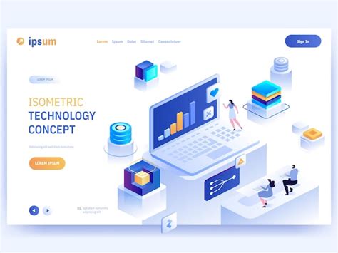 Premium Vector Vector Landing Page Of Isometric Technology Concept Abstract Futuristic Office