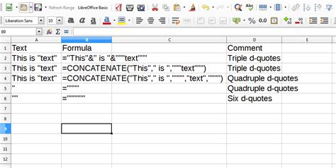 how to escape double quote in indirect english ask libreoffice