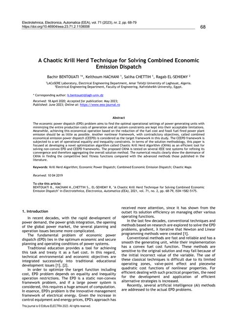 Pdf A Chaotic Krill Herd Technique For Solving Combined Economic Emission Dispatch