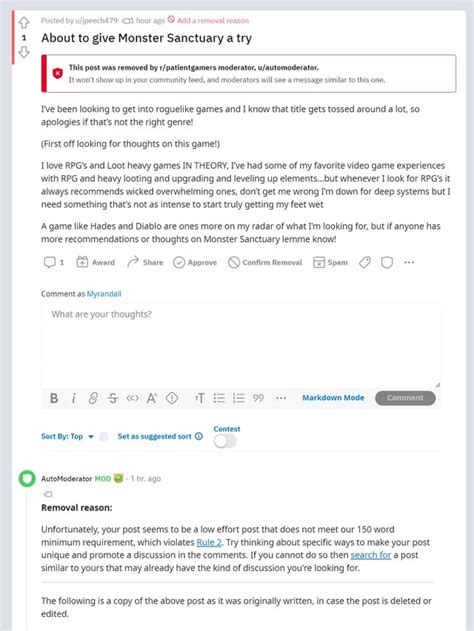 automoderator removal reason not visible on old reddit r bugs
