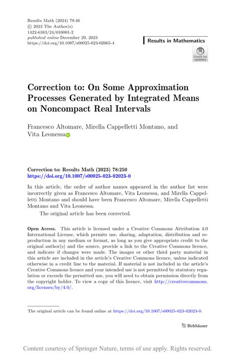 pdf correction to on some approximation processes generated by