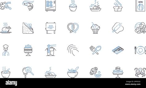 Grazing Line Icons Collection Pasture Cattle Livestock Meadow Herd Grass Feed Vector And