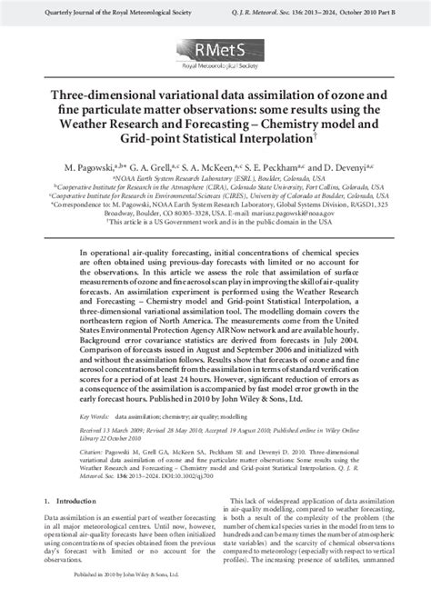 Pdf Three‐dimensional Variational Data Assimilation Of Ozone And Fine
