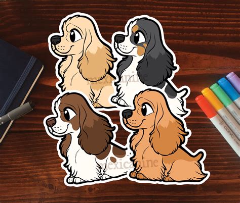 American Cocker Spaniel Sticker Chibi Puppy Dog Vinyl Etsy