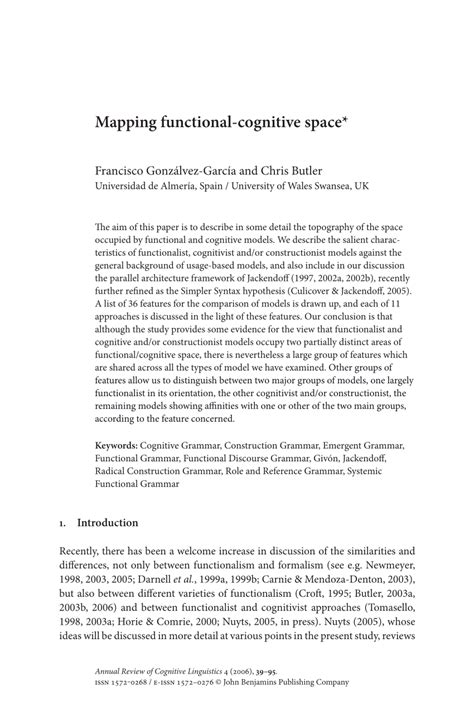 Pdf Mapping Functional Cognitive Space