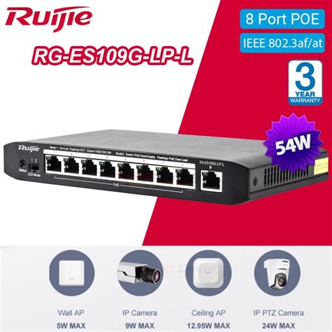 Rg Es109g Lp L Ruijie Unmanaged Gigabit Poe Switch 8 Port