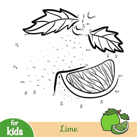 숫자 게임 어린이를 위한 교육 도트 투 도트 게임 라임 프리미엄 벡터