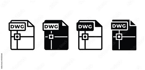 Dwg File Format Document Icon Symbol Sign Vector Design Black White Color Illustration Sets