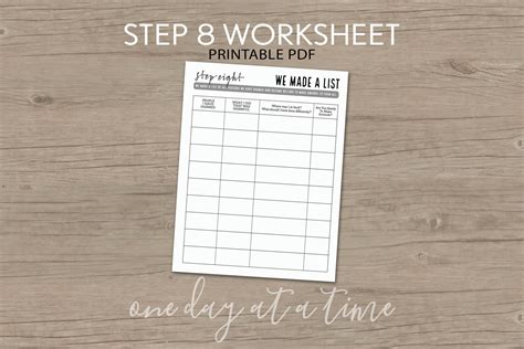 Step 8 Worksheet AA NA Addiction Sobriety Recovery Part Of 12 Step Worksheets Library