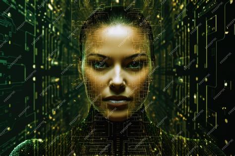 Premium Ai Image Female Face Against Binary Code Artificial Intelligence Concept Generative Ai