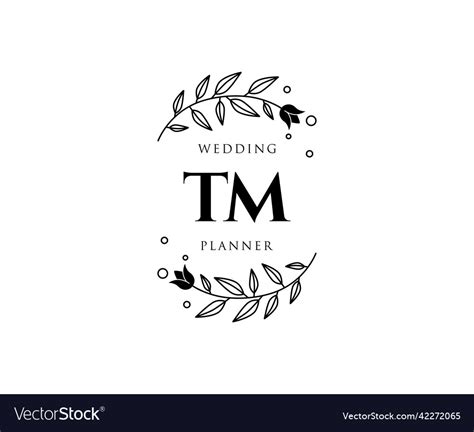 Tm Initials Letter Wedding Monogram Logos Vector Image