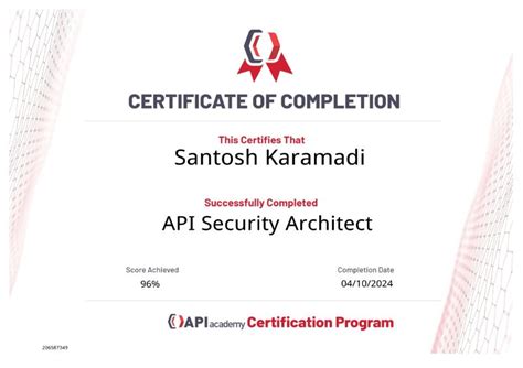 Completed Api Security Architect Certification Santosh Karamadi